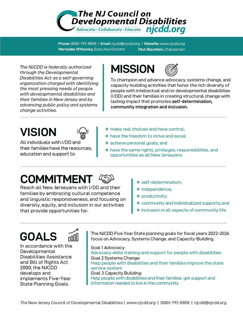 About the NJCDD – The New Jersey Council on Developmental Disabilities